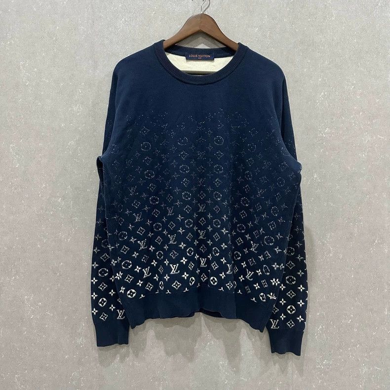 Louis Vuitton Louis Vuitton Dark Blue Gradient Full Print LOGO Knitted ...