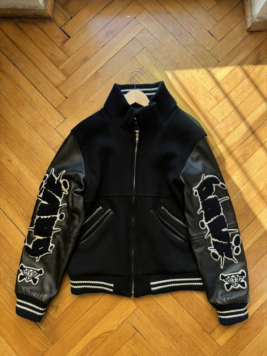 Undercover Undercover AW01 DAVF Black Leather Varsity Jacket | Grailed