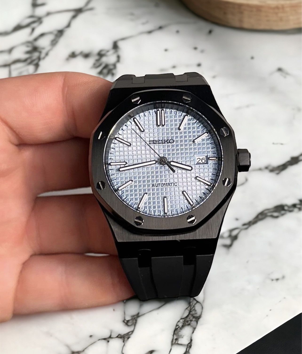 Japanese Brand × Seiko Seiko Mod AP Royal Oak Tiffany Dial Black Steel ...
