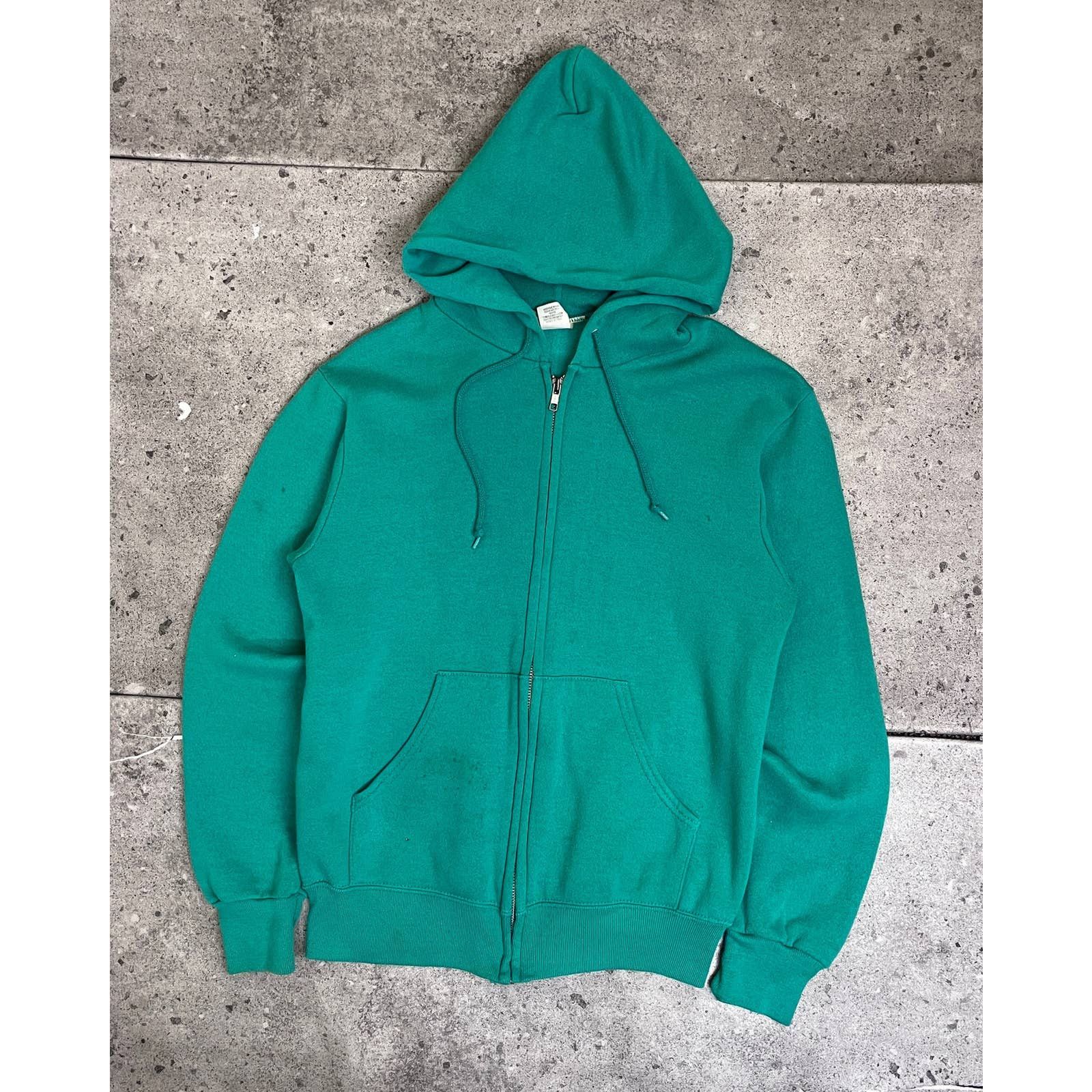 Vintage Green Zip-Up Hoodie (S) - 1980s | Grailed