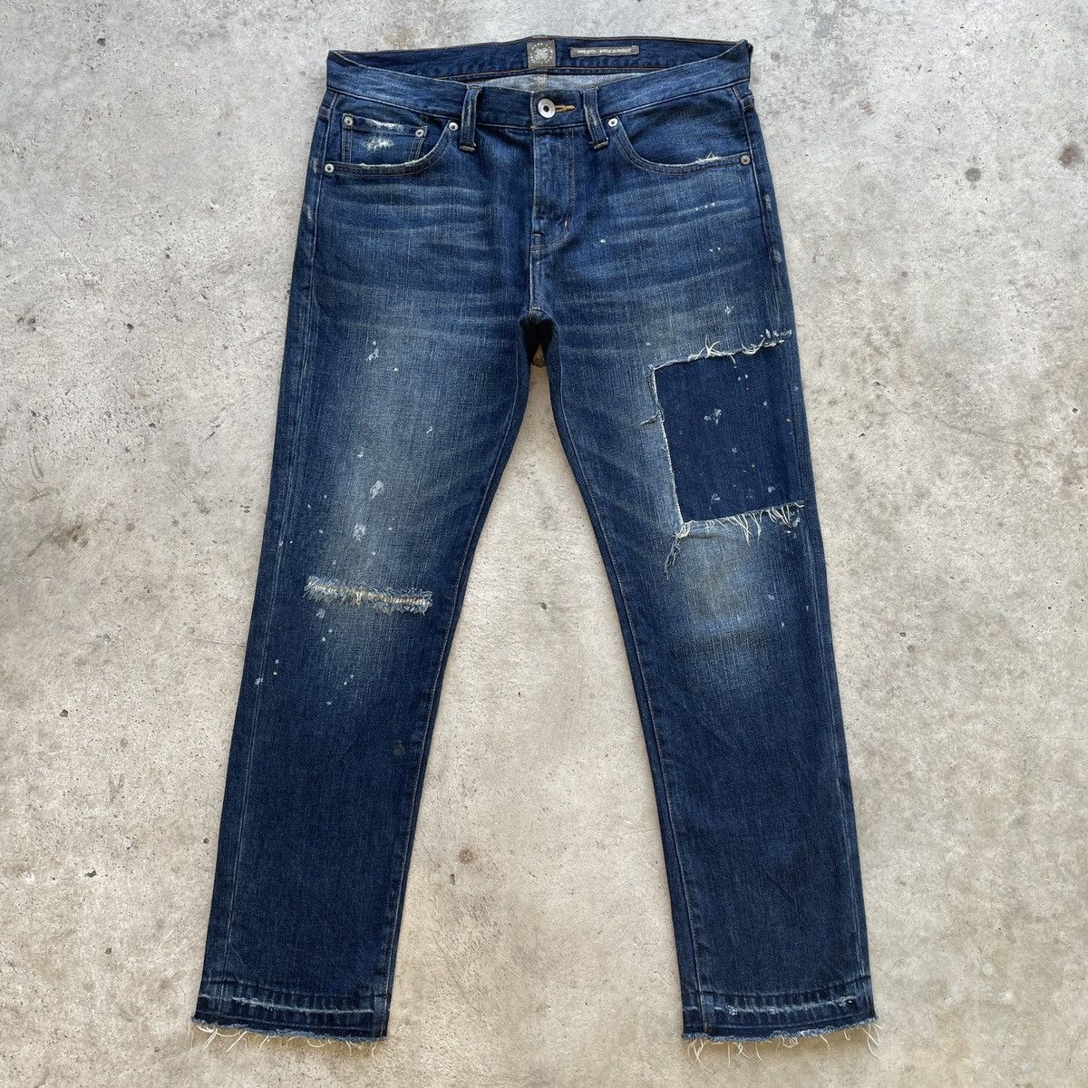 Japanese Brand Vintage Back Number Faded Denim Jeans Pants Splash ...