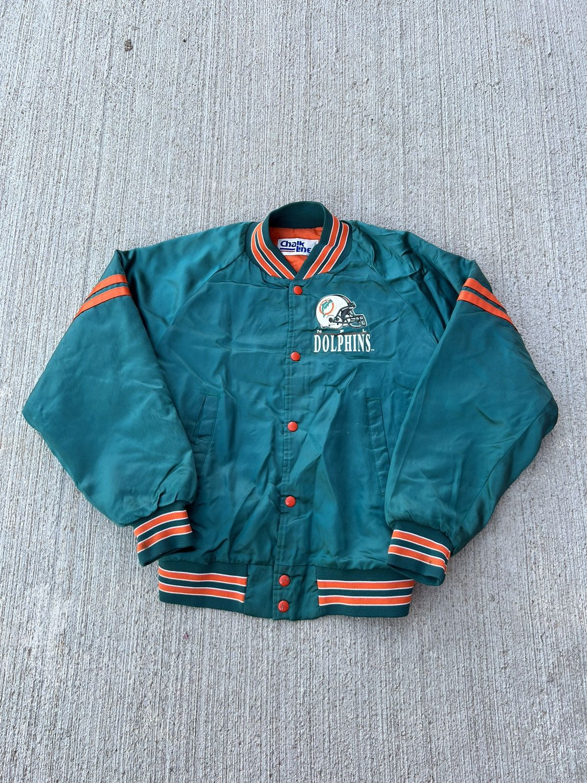 Vintage Vintage 90’s Miami Dolphins Chalk Line Satin Jacket | Grailed