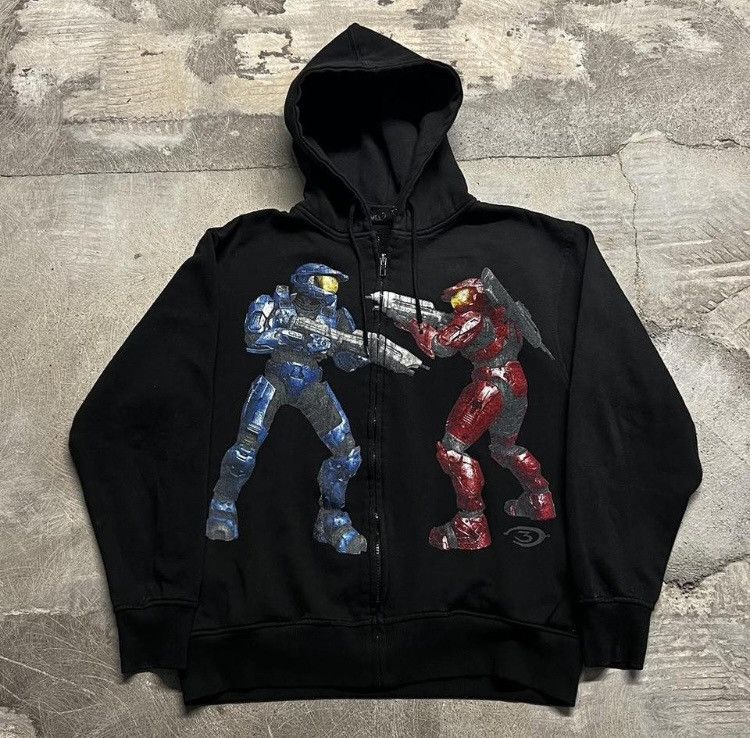 Changes GRAIL RARE Y2K 2000s HALO 3 RED VS BLUE ZIP UP HOODIE. | Grailed