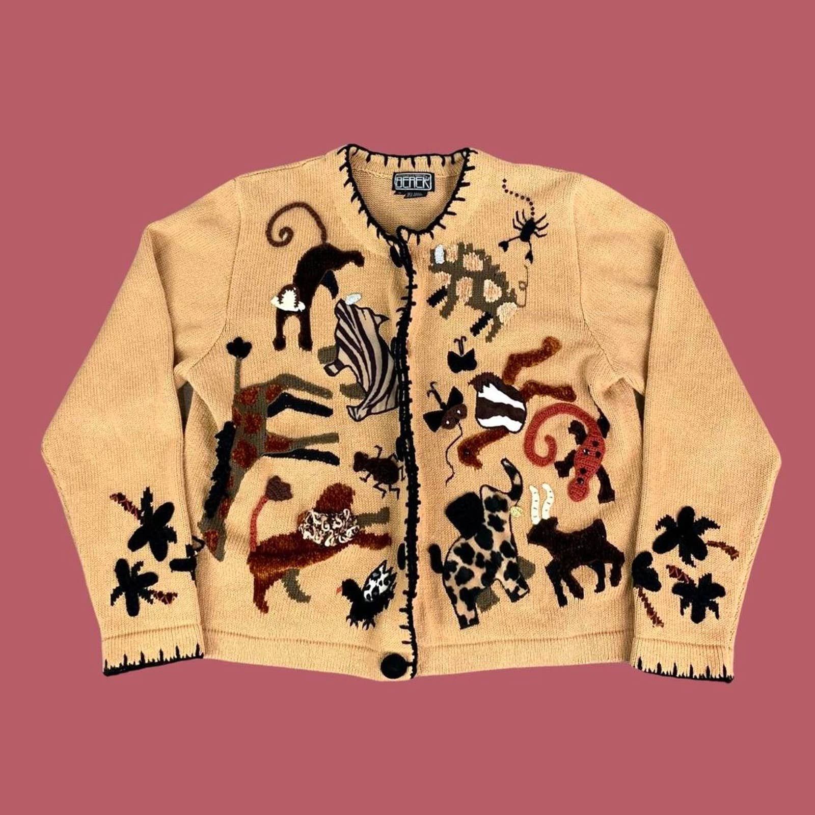Vintage Vintage 90s Embellished Animal Cardigan | Grailed