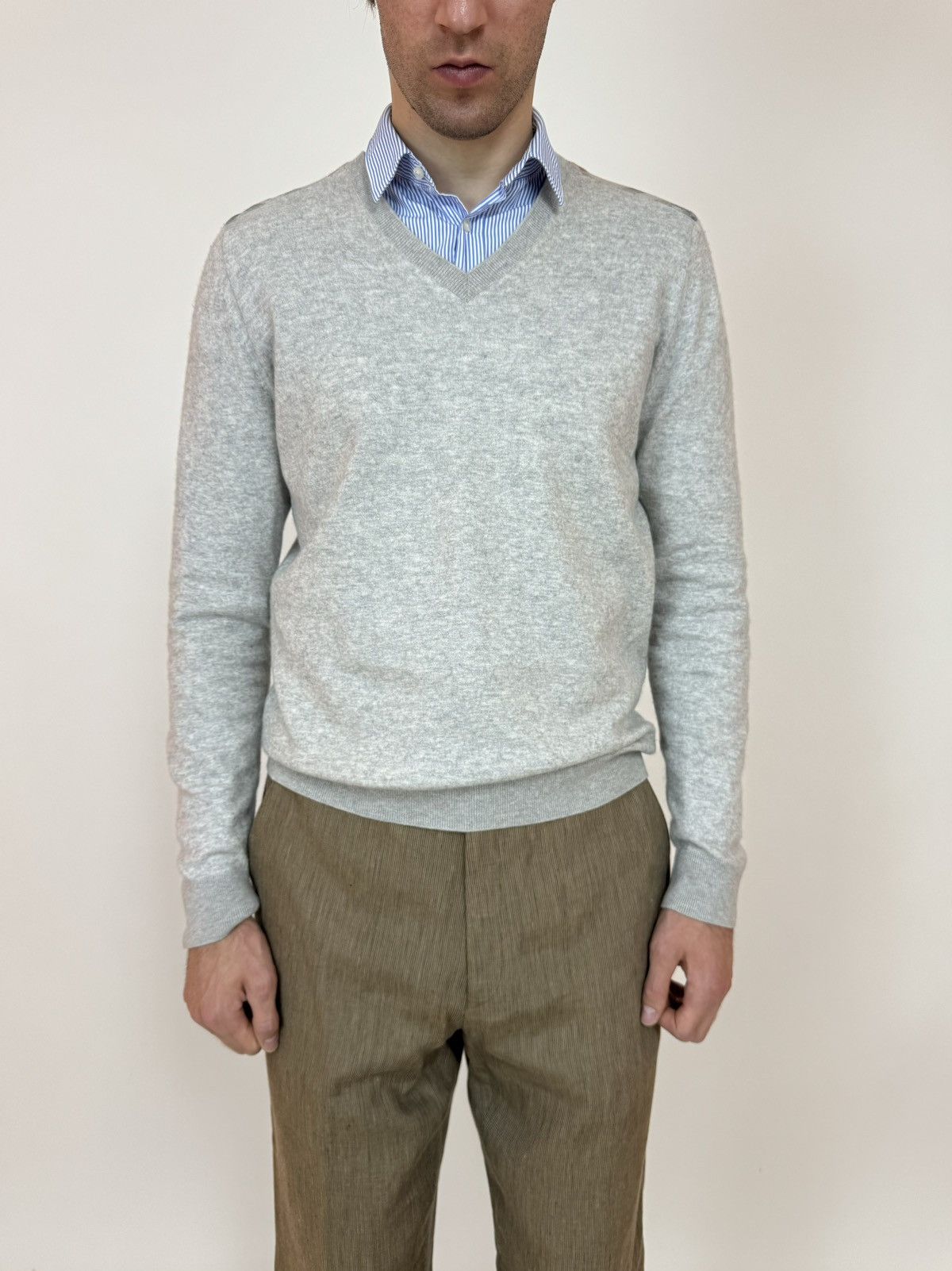 Burberry Brit Sweater V neck Pullover Cotton Cashmere Mens