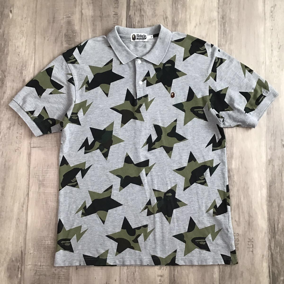 Bape BAPE STA polo shirt gray × 1st camo green a bathing ape STAR | Grailed