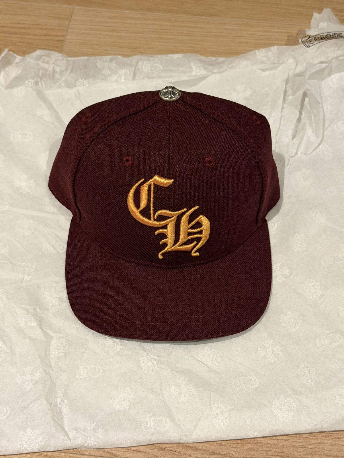 Chrome Hearts Chrome Hearts Maroon CH Baseball Cap Embroidered Logo ...
