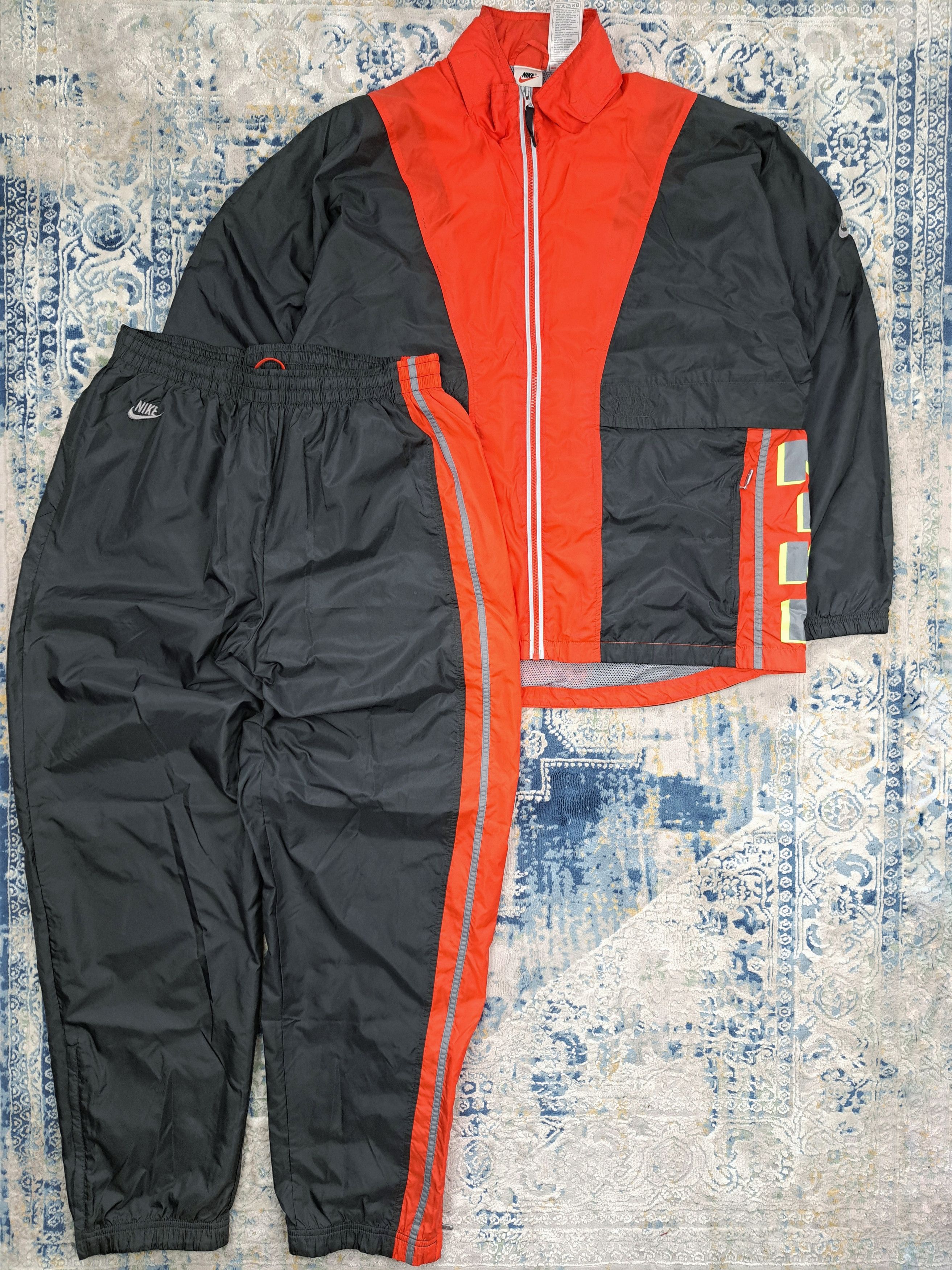 Nike × Streetwear × Vintage VTG 90s Nike Reflective Nylon Track Suit ...