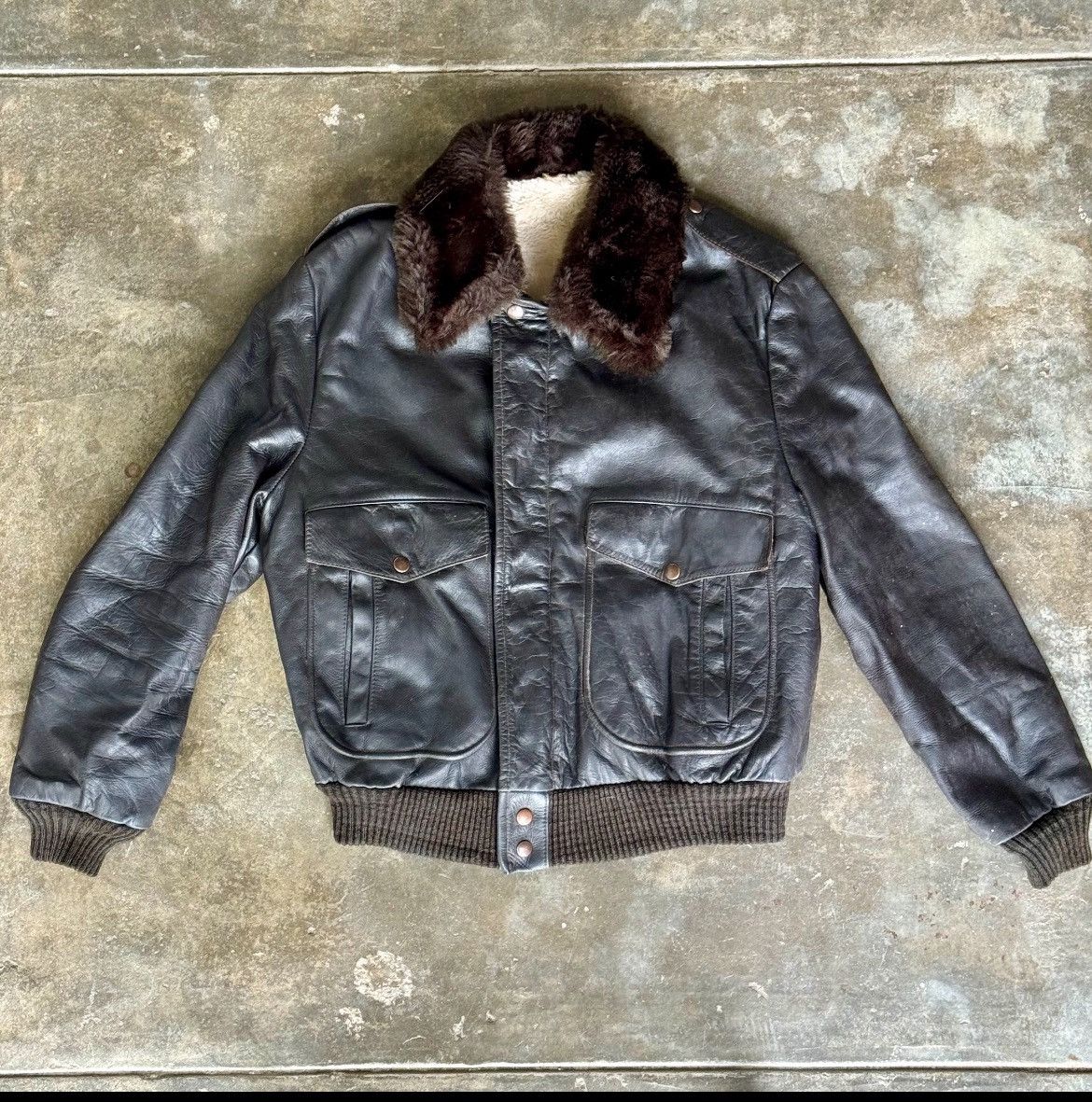 Leather Jacket × Vintage 60s Vintage Bomber A2 Leather Leather Jacket × Vintage 60s Vintage Bomber A2 Leather