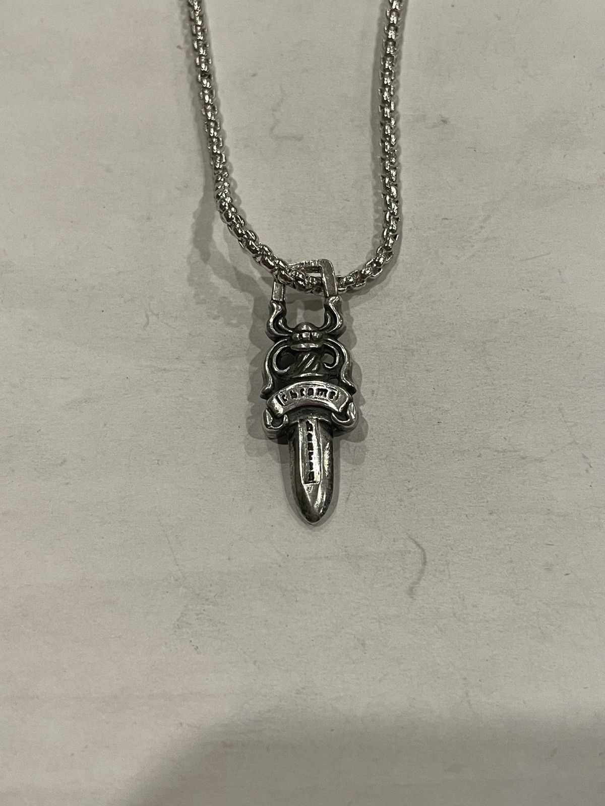 Chrome Hearts Chrome Hearts Dagger Pendant Roll Chain Necklace Silver ...