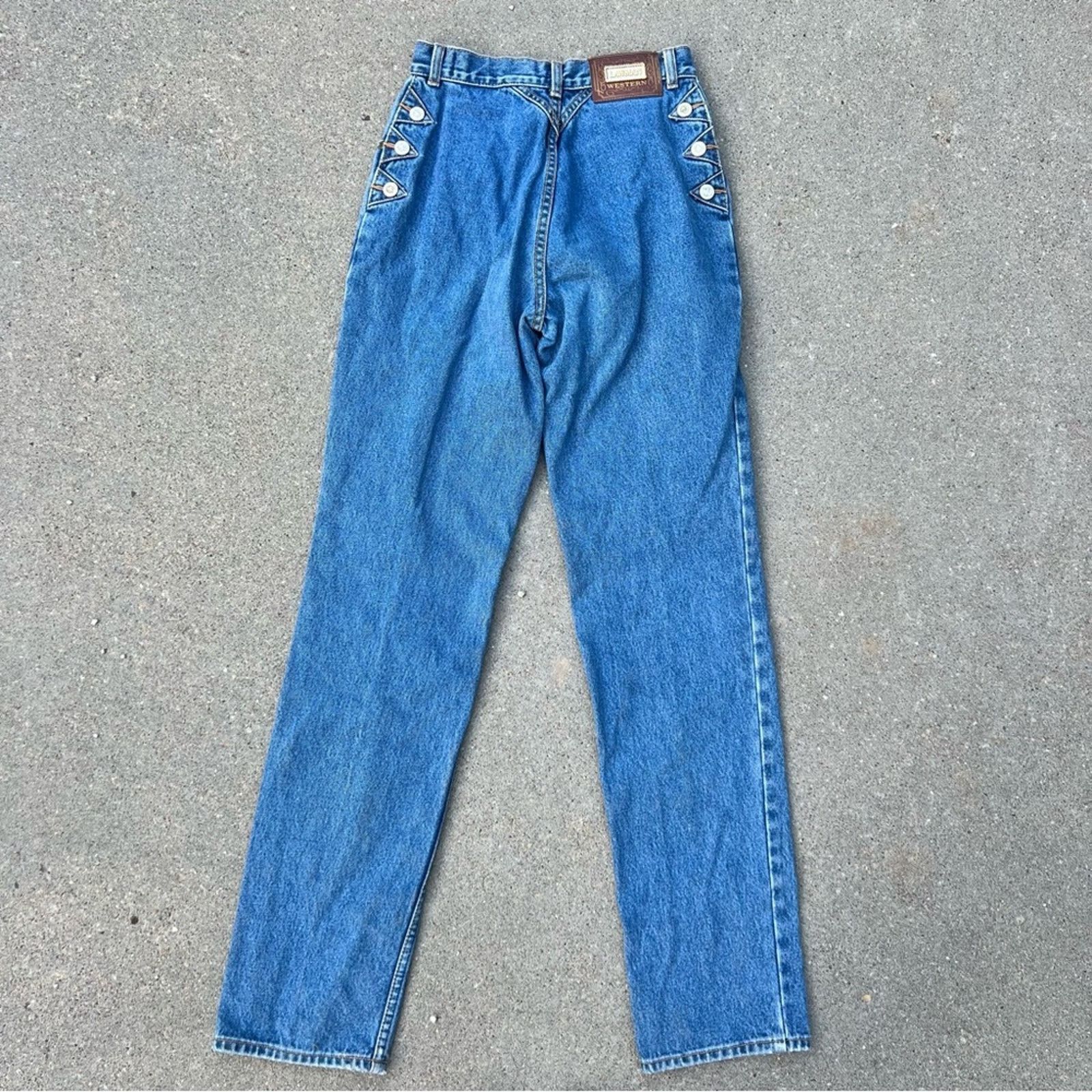 Vintage Lawman high-rise bareback Concho button detail cowgirl jeans ...