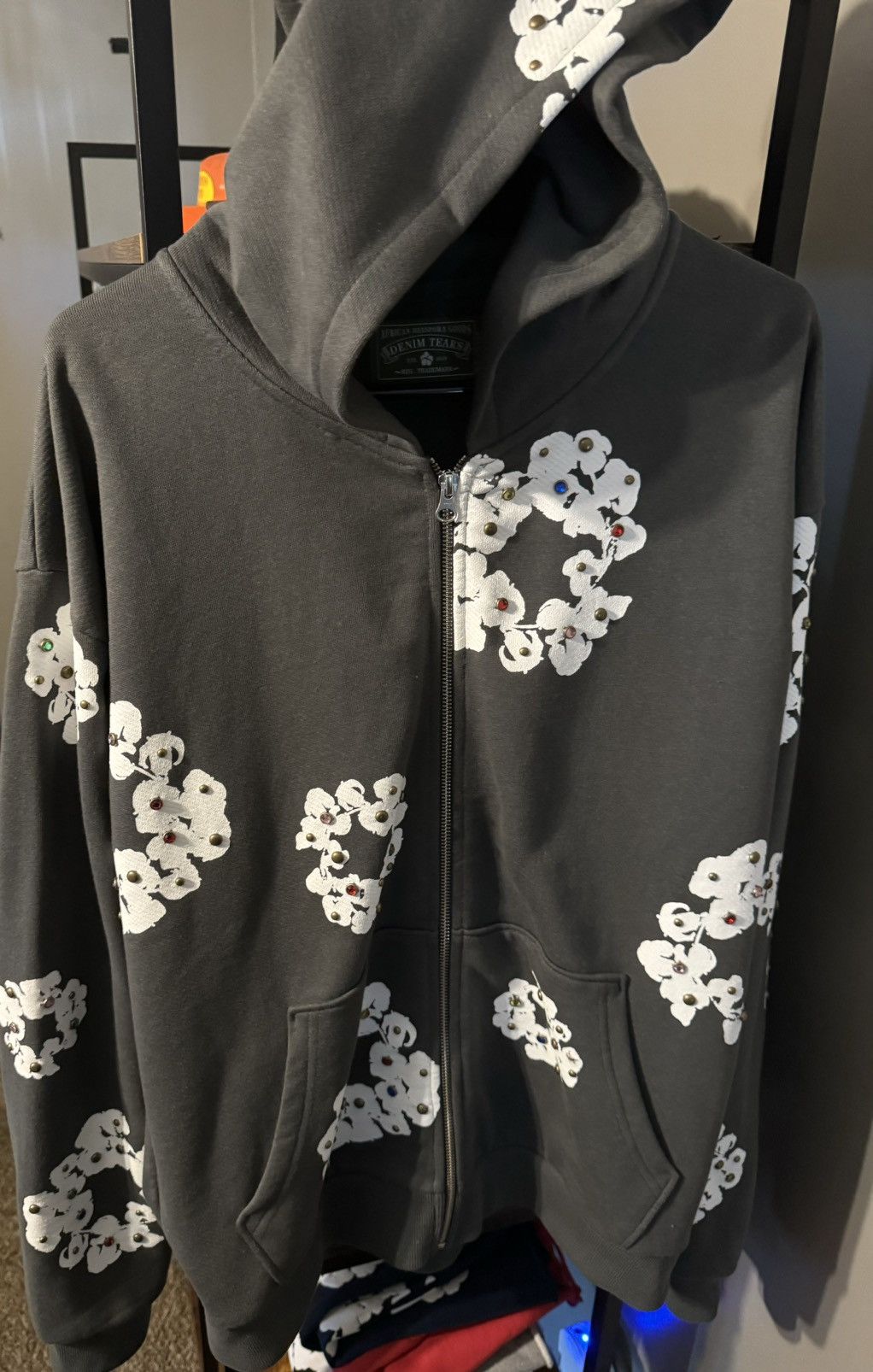 DENIM TEARS Denim tears Rhinestone cotton wreath zip hoodie | Grailed