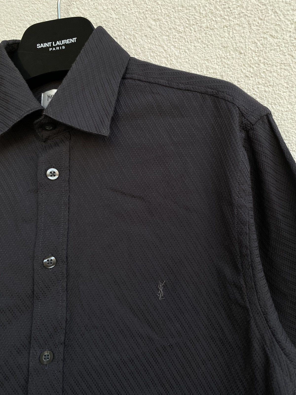 Vintage × Yves Saint Laurent Carbon YSL Shirt Dark Grey | Grailed