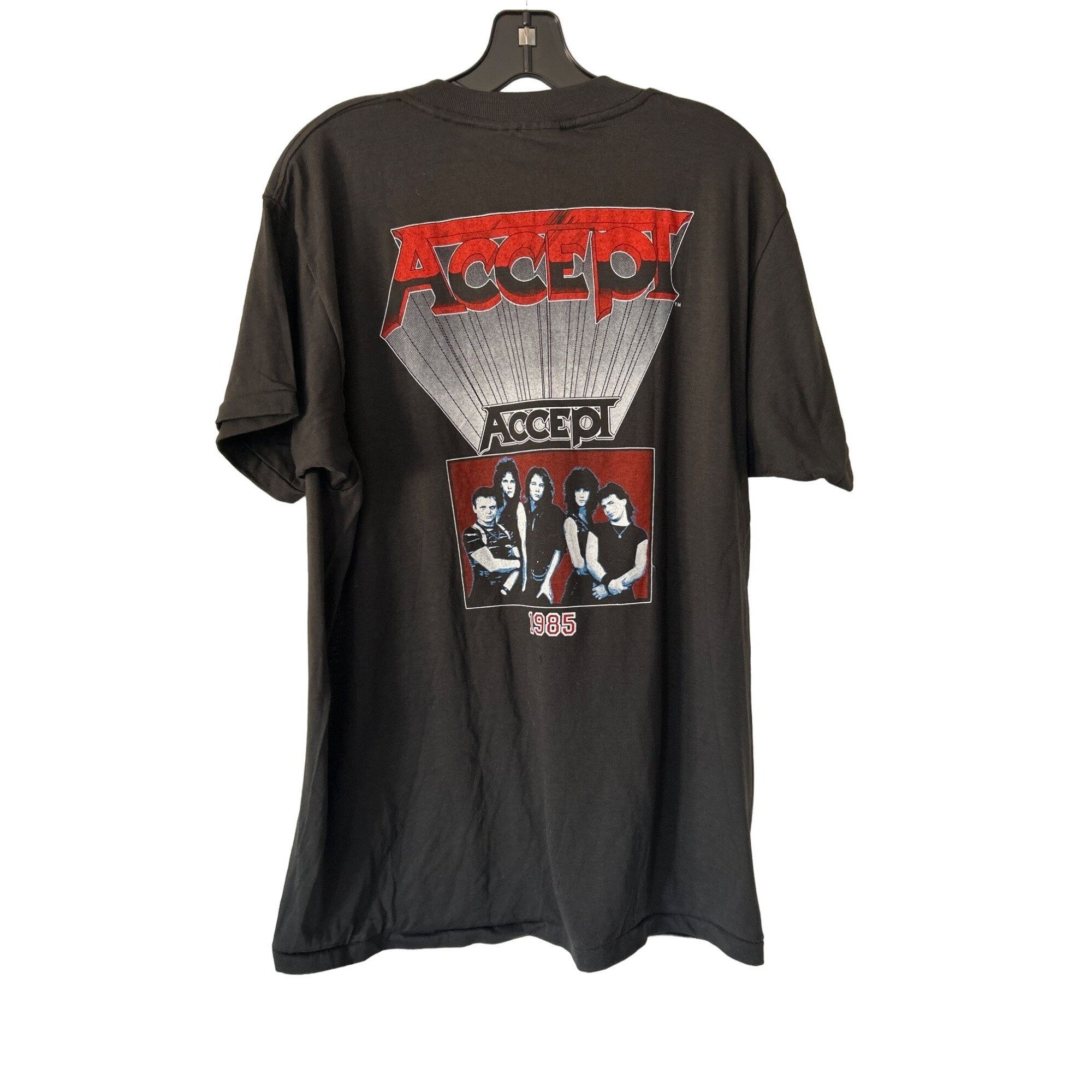 Vintage 1985 Accept Metal heart Concert Tour T-shirt XL Black NOS Or ...