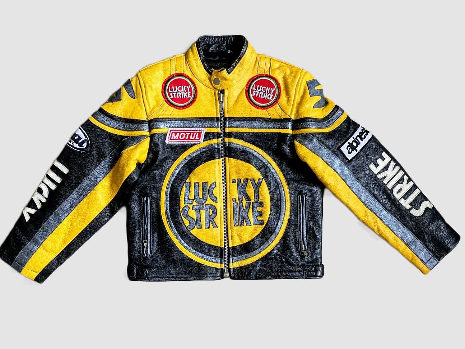 Genuine Leather × Leather Jacket × Racing 🔥 🔥 Lucky strike Racing ...