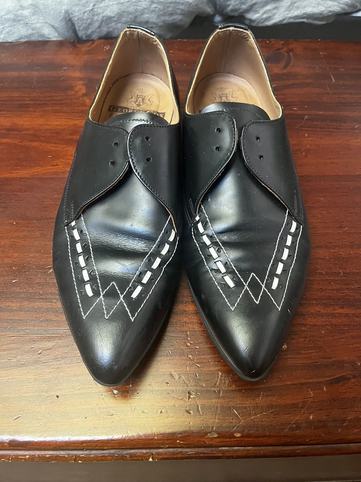 George Cox × Vintage Black with White stitch George Cox Winklepickers ...