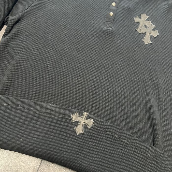 Chrome Hearts Chrome Hearts Waffle Thermal Henley Leather Cross Patch ...