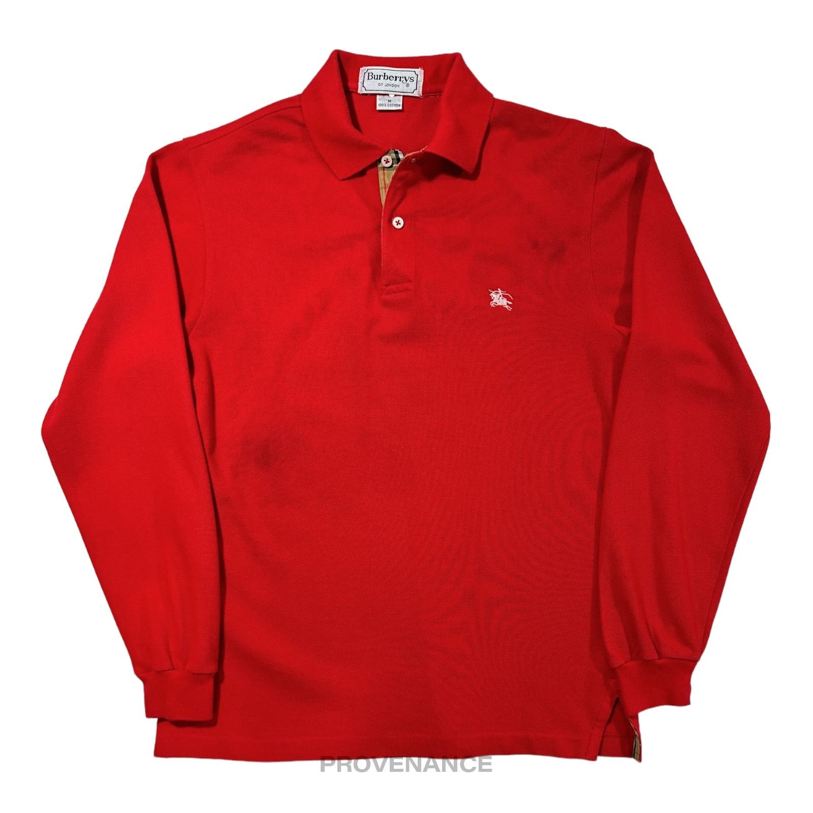 Burberry 🔴 Burberry Sports Long Sleeve Polo Shirt - Red Nova Check M ...