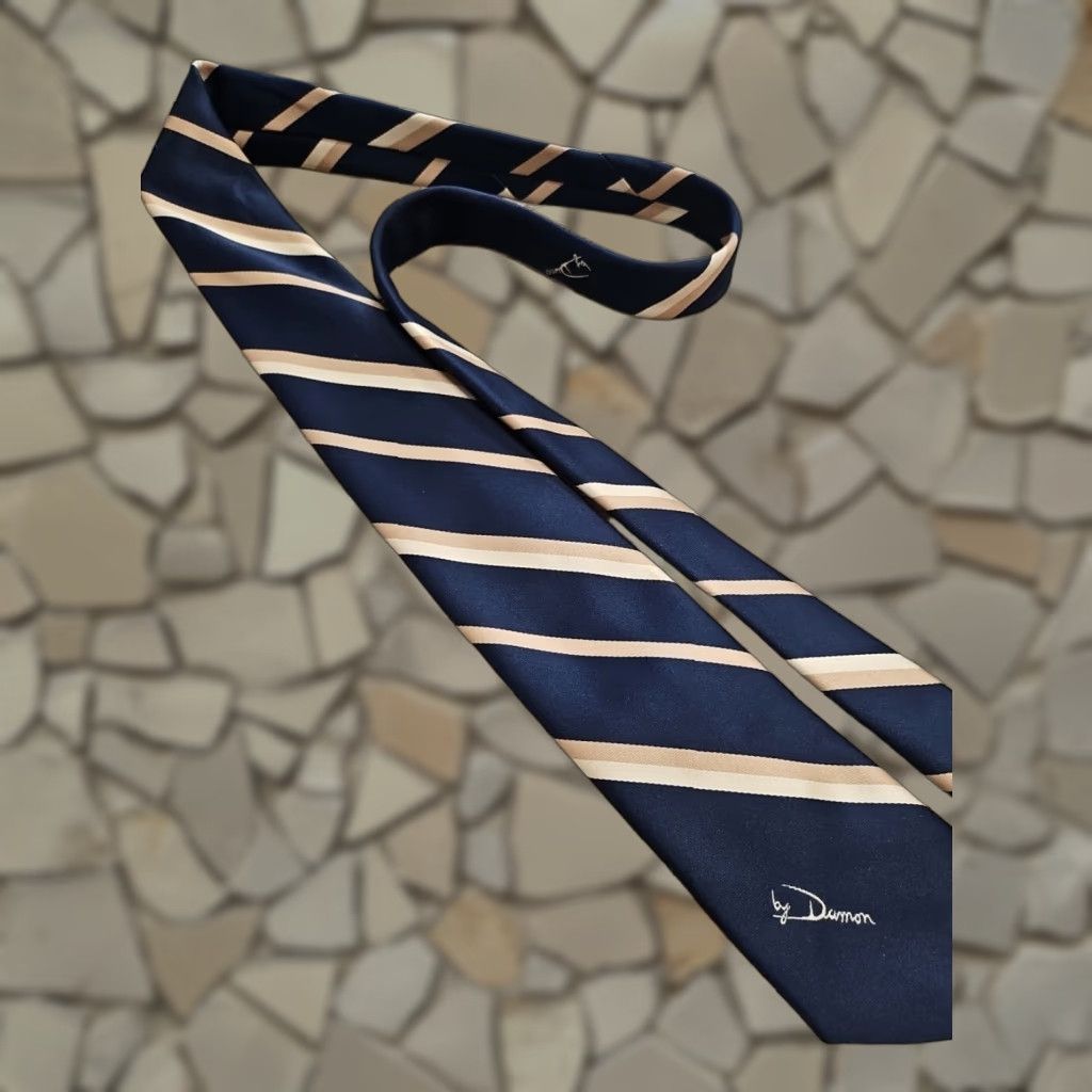 Vintage VTG Damon Blue And Tan Diagonal Stripe Tie | Grailed