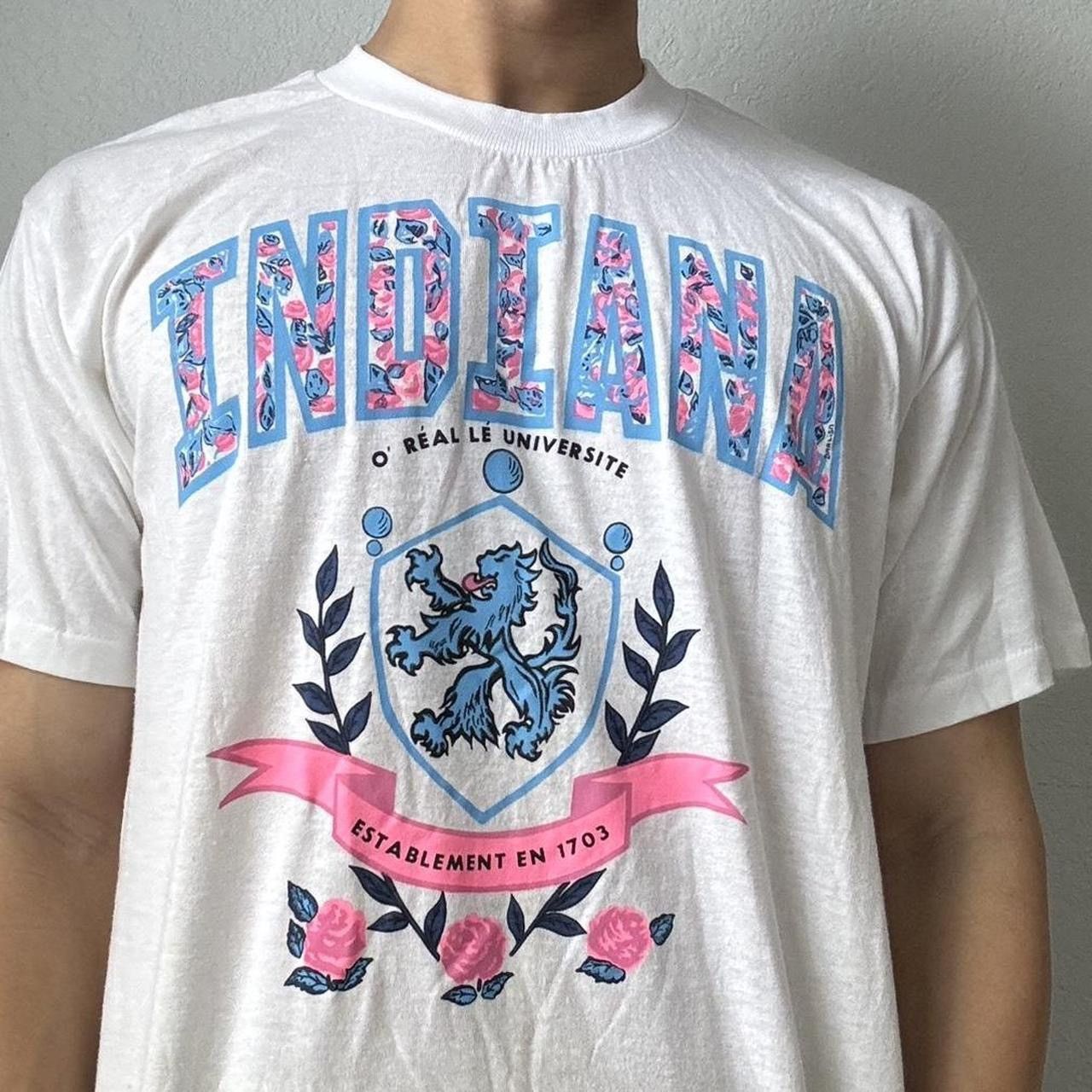 Vintage Vintage 1990s Indiana University Graphics White Tee Shirt | Grailed
