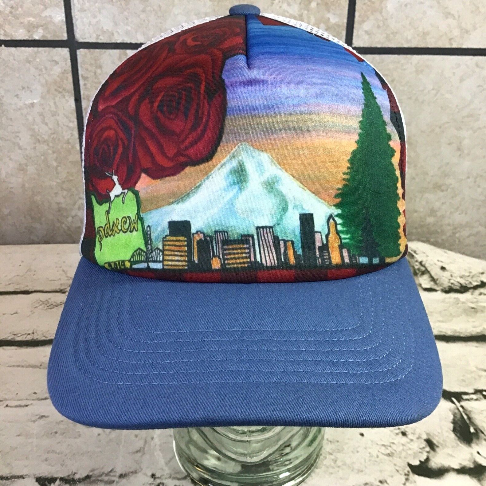 Vintage Four Roses Bourbon Hat Scenic Portland Oregon Snapback Vented ...
