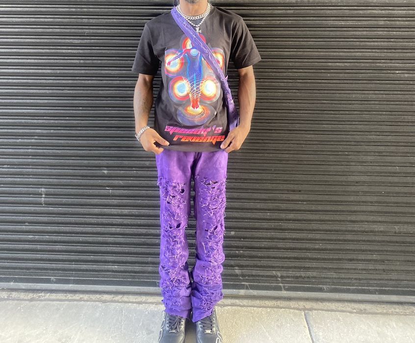 Custom Purple stacked jeans | Grailed