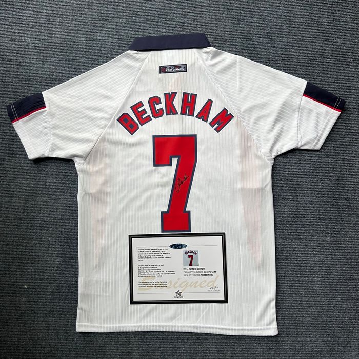 Vintage David Beckham SIGNED England 1998 Home Jersey + COA | Grailed