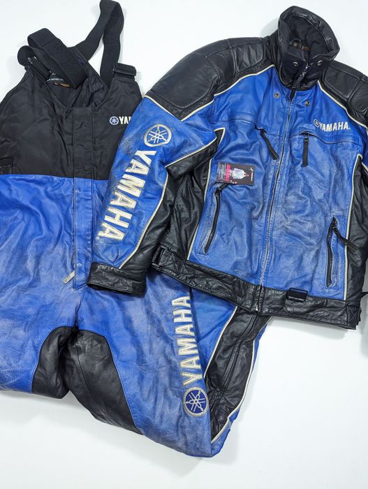 Yamaha vintage yamaha motorcycle leather jacket overalls set | Grailed