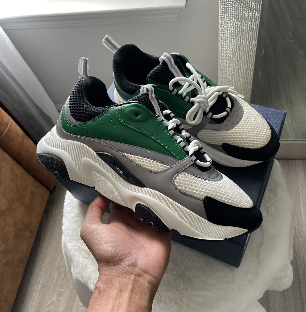 Dior Dior b22 green sneakers | Grailed