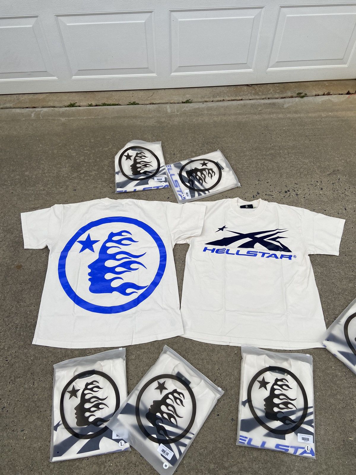 HELLSTAR Hellstar Sport Logo Gel T-Shirt (White/Blue) Size Large | Grailed
