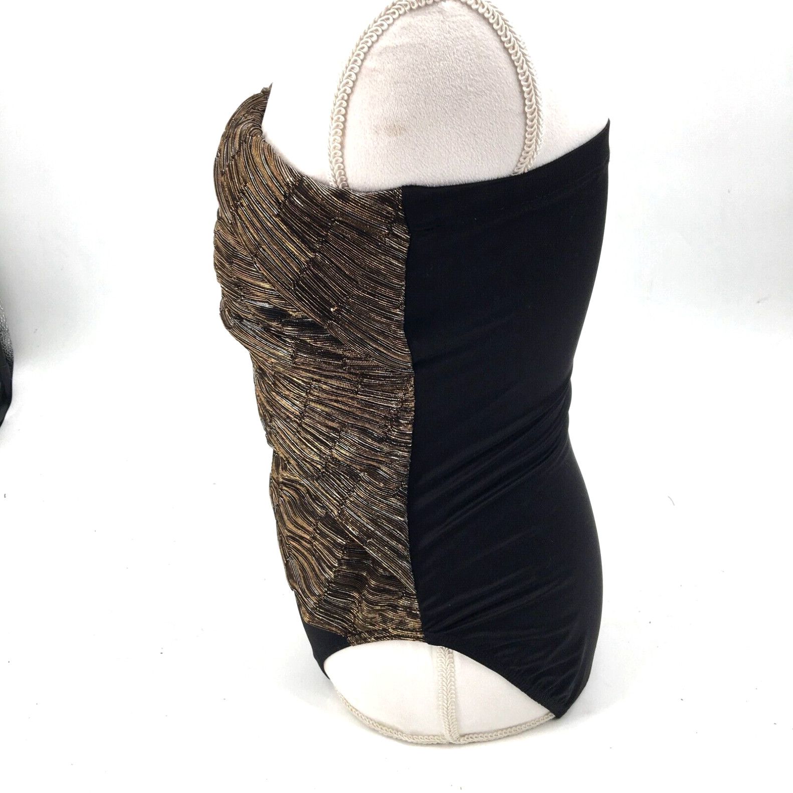 Swims Bandeau Style High-Cut Leg Swimsuit bathing suit swim metallic ...