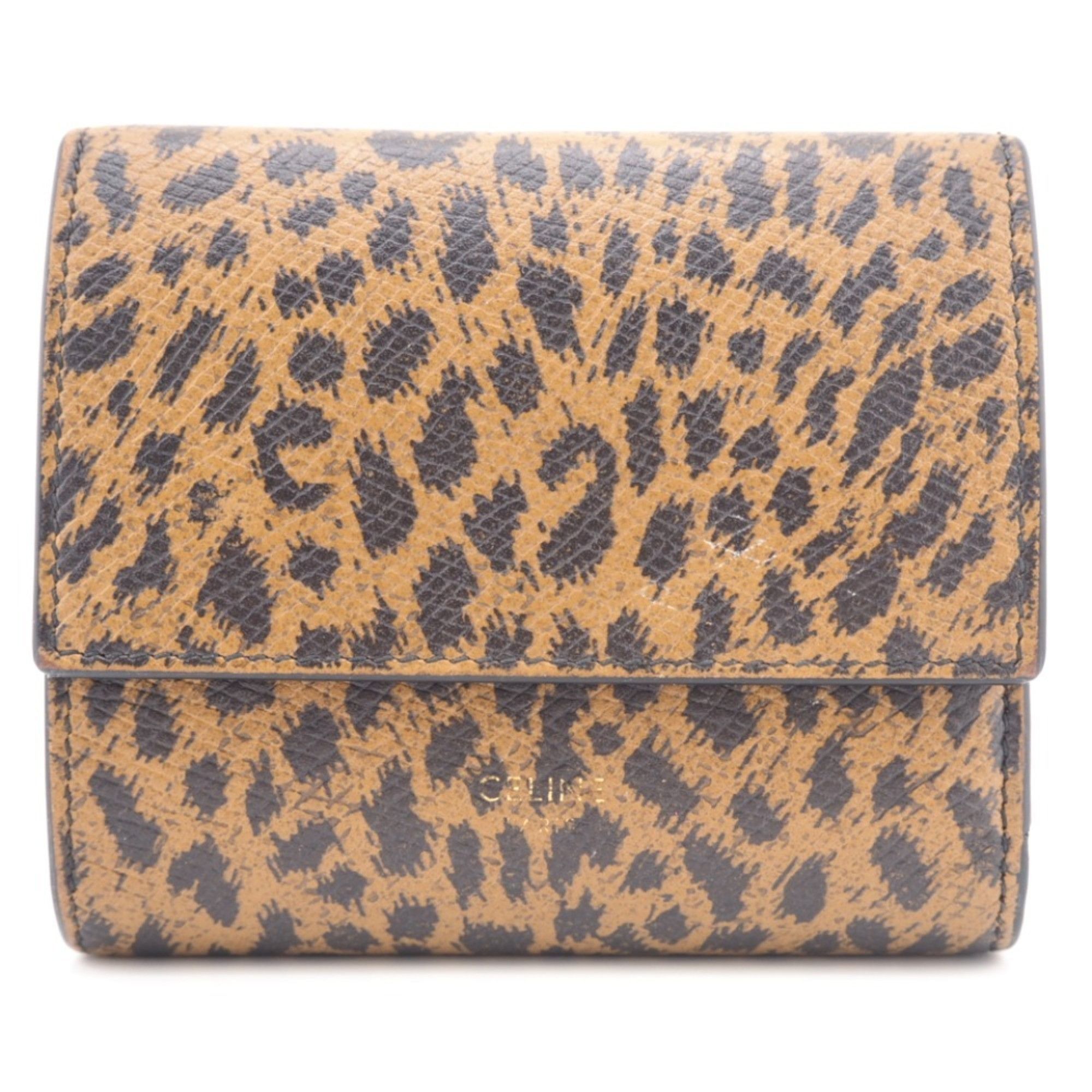 Celine CELINE/CELINE Leopard Print Trifold Wallet Brown Women's | Grailed