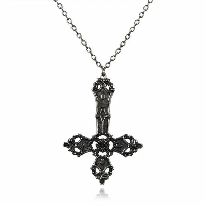 Jewelry × Streetwear × Vintage Goth Inverted Punk Cross Satanic Pendant ...