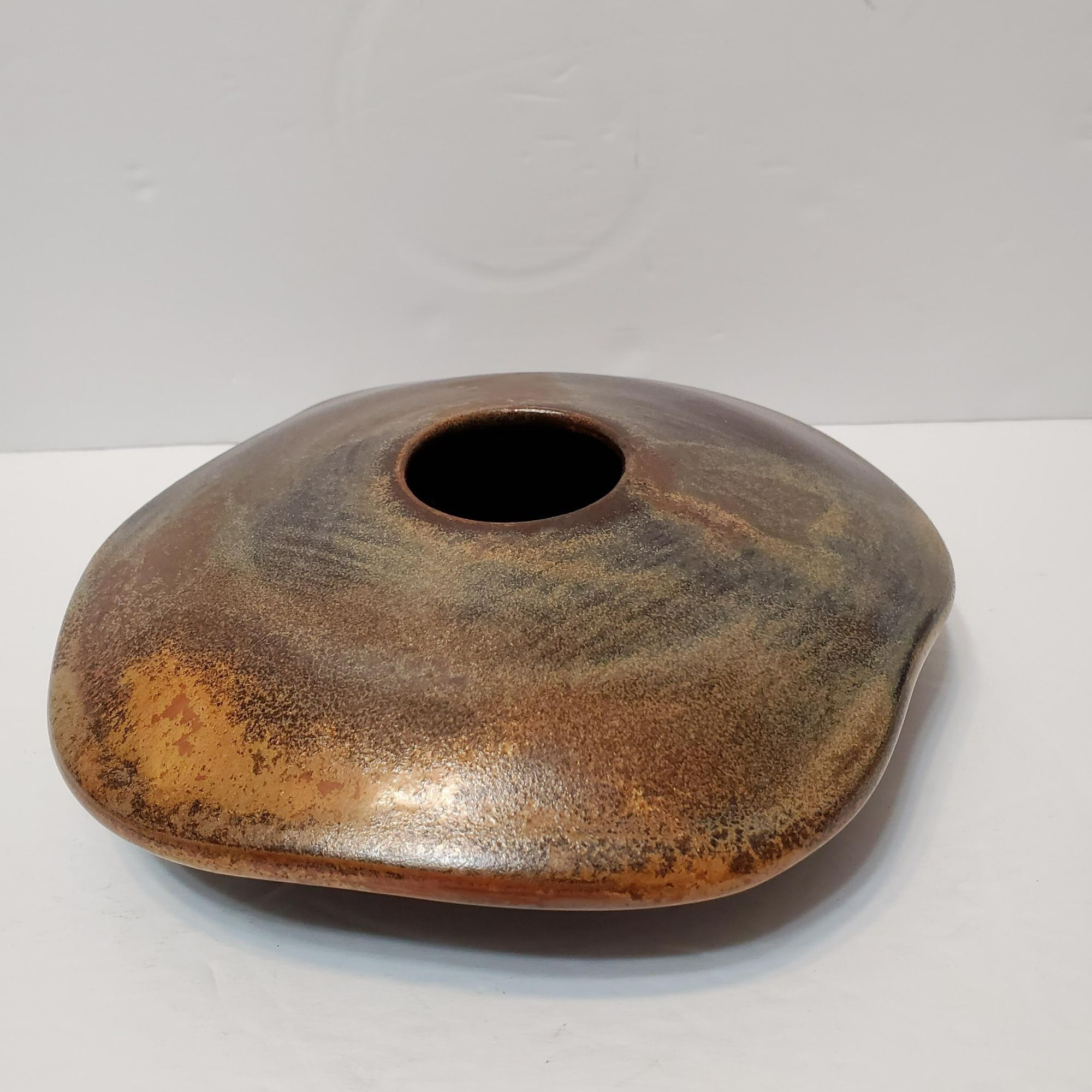 Handcrafted Raku Art Pottery Ikebana Flower Frog Vase, Signed, Hand ...