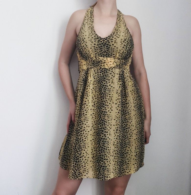 Guess Guess yellow leopard mini wedding guest summer halter dress | Grailed