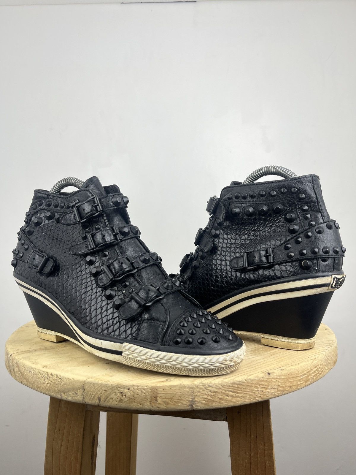 ASH Leather Buckle Zing Point Funky Gyaru Y2K Black Wedge | Grailed