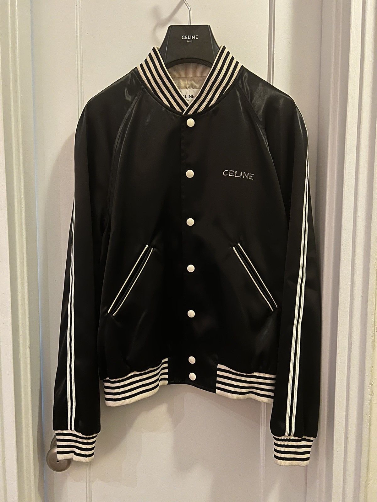 Celine × Hedi Slimane Brand new Celine “LE PALACE” embellished satin ...