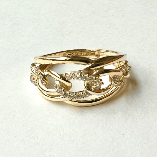 Handmade 14k Solid Gold CZ Stone link Ring | Dainty Link Ring Women | | Grailed