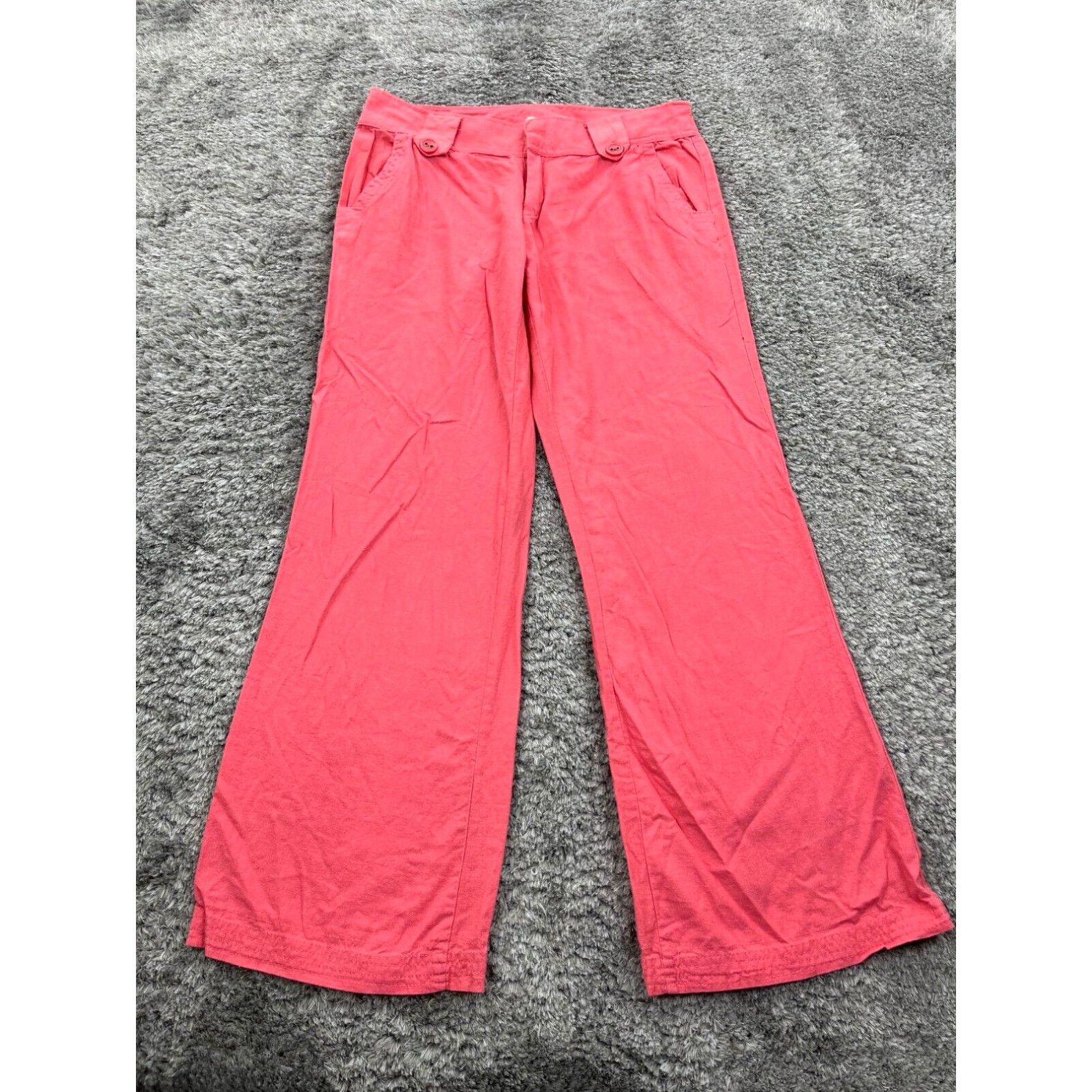 Vintage Body Central Pants Womans Large Pink Linen Flared Wide Leg Bell ...