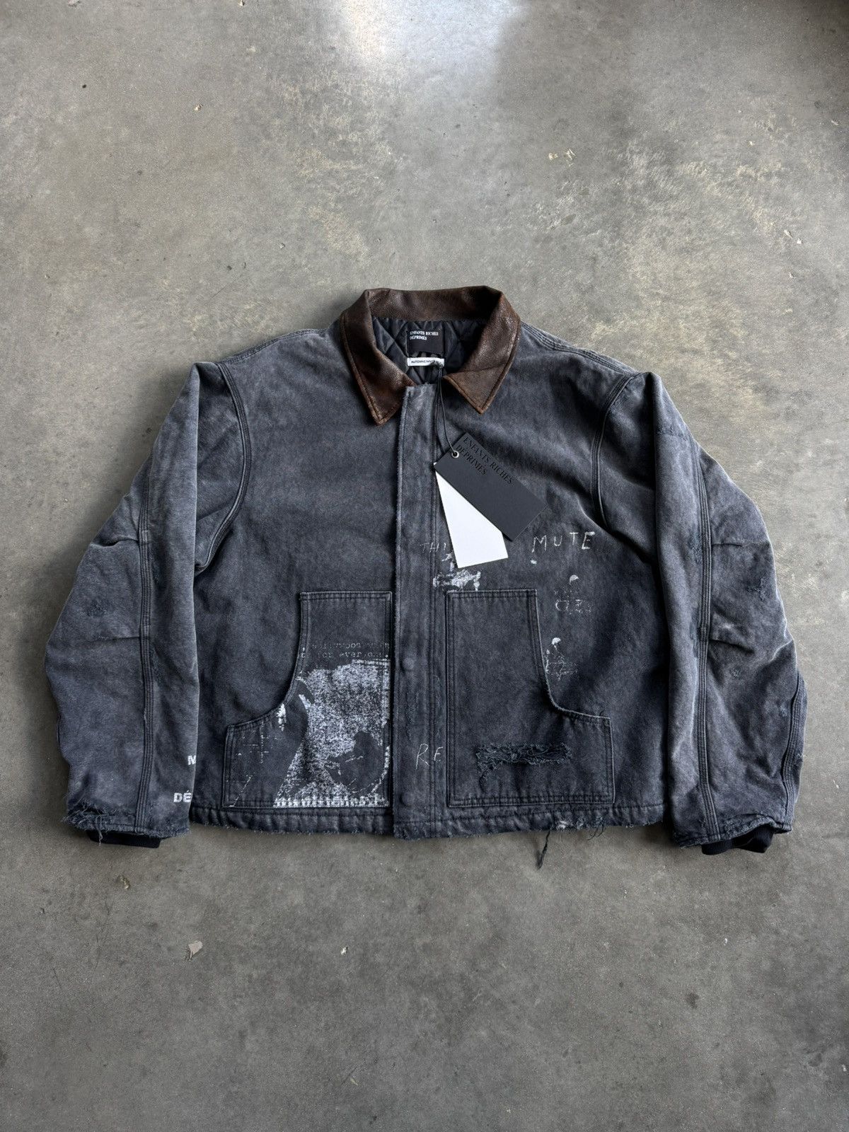 Enfants Riches Deprimes ERD Work Jacket Leather Collar Quilted Interior ...