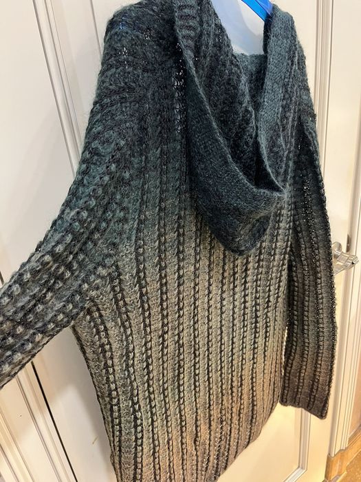 Saint Laurent Paris gradient effect mohair knit hooded long cardigan ... Saint Laurent Paris gradient effect mohair knit hooded long cardigan ...