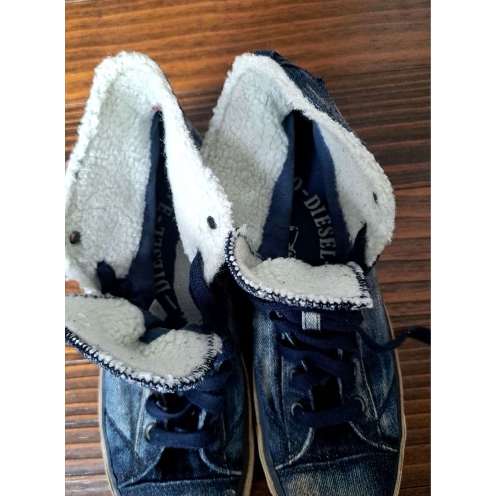 Diesel VINTAGE Diesel Men 9.0US High-Cut Sneakers Denim & Fur Luxury ...