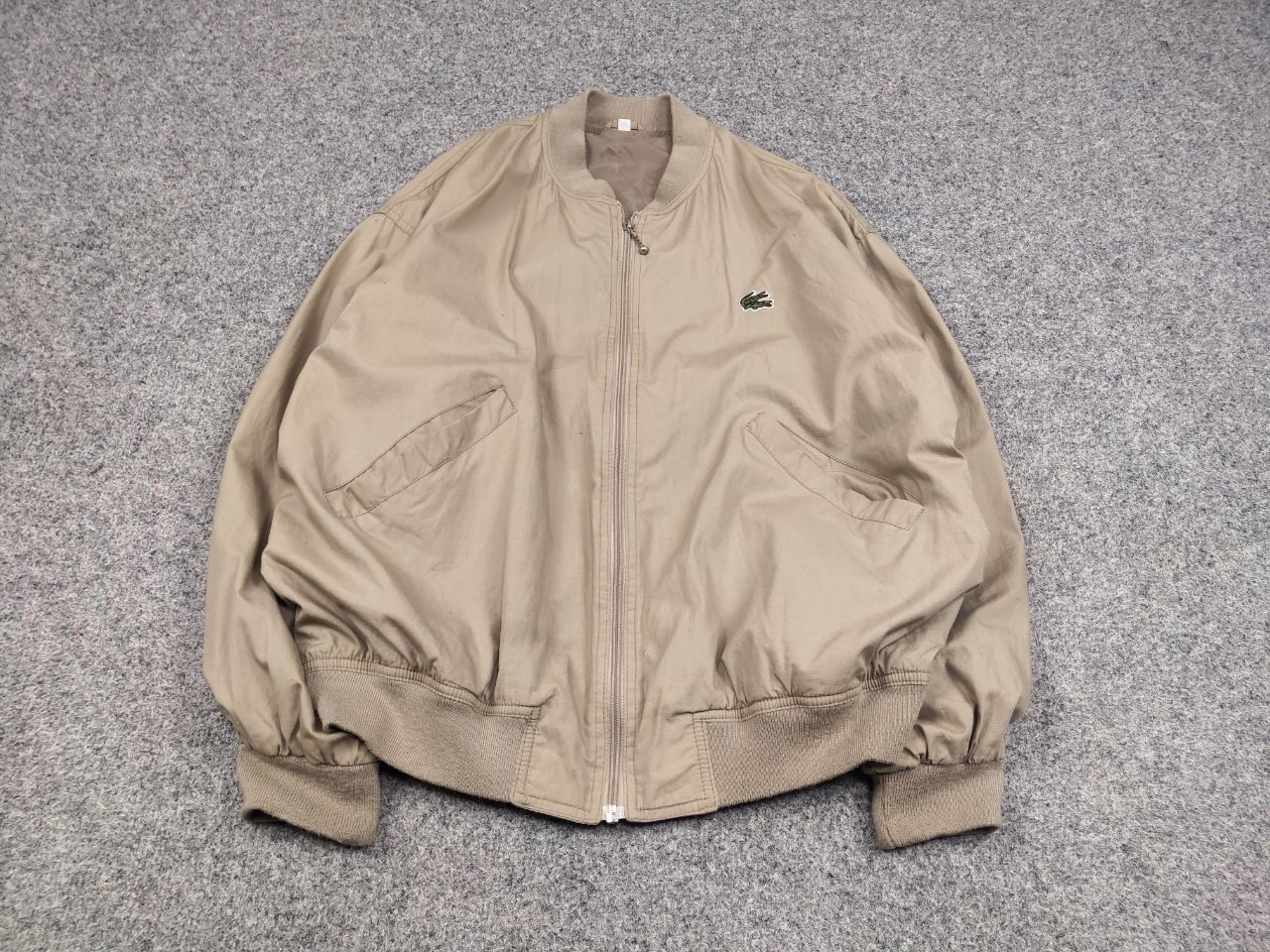 Vintage Vintage 90's Lacoste custom double logo Beige Bomber Jacket ...