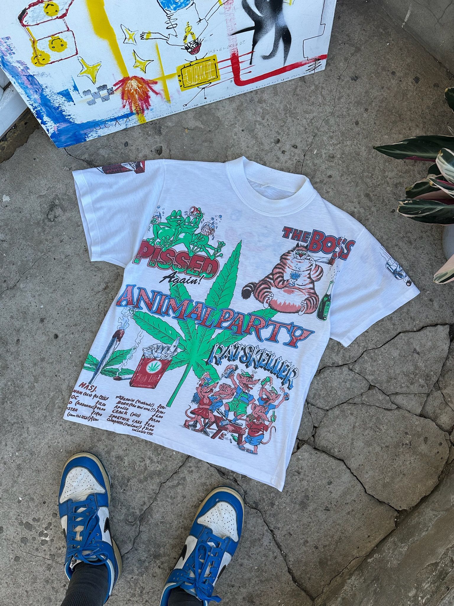 Vintage VINTAGE 90s WEED LEAF ART TEE SHIRT DRUG TEE ACID | Grailed