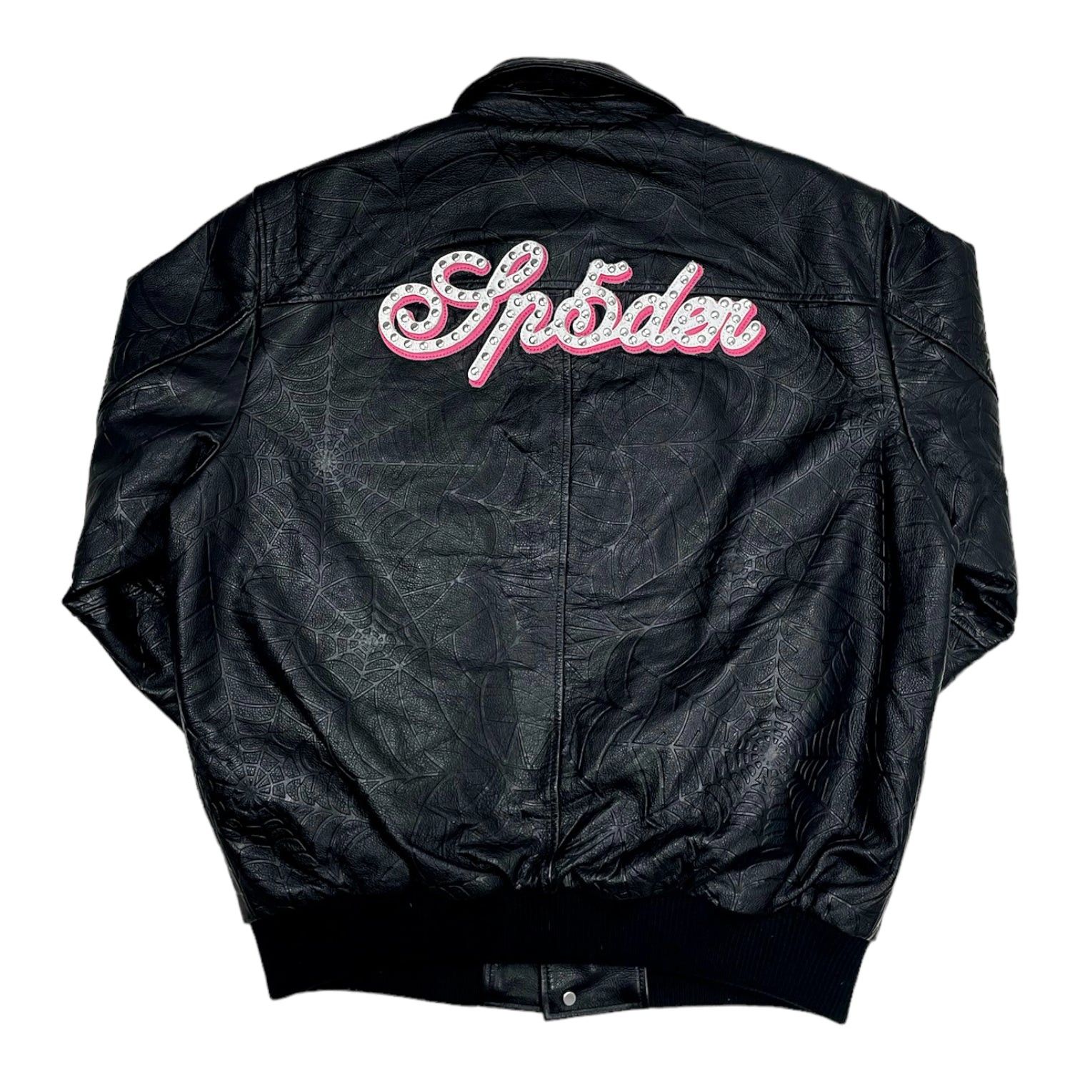 Spider Studded Web Embossed Leather Jacket Black | Grailed