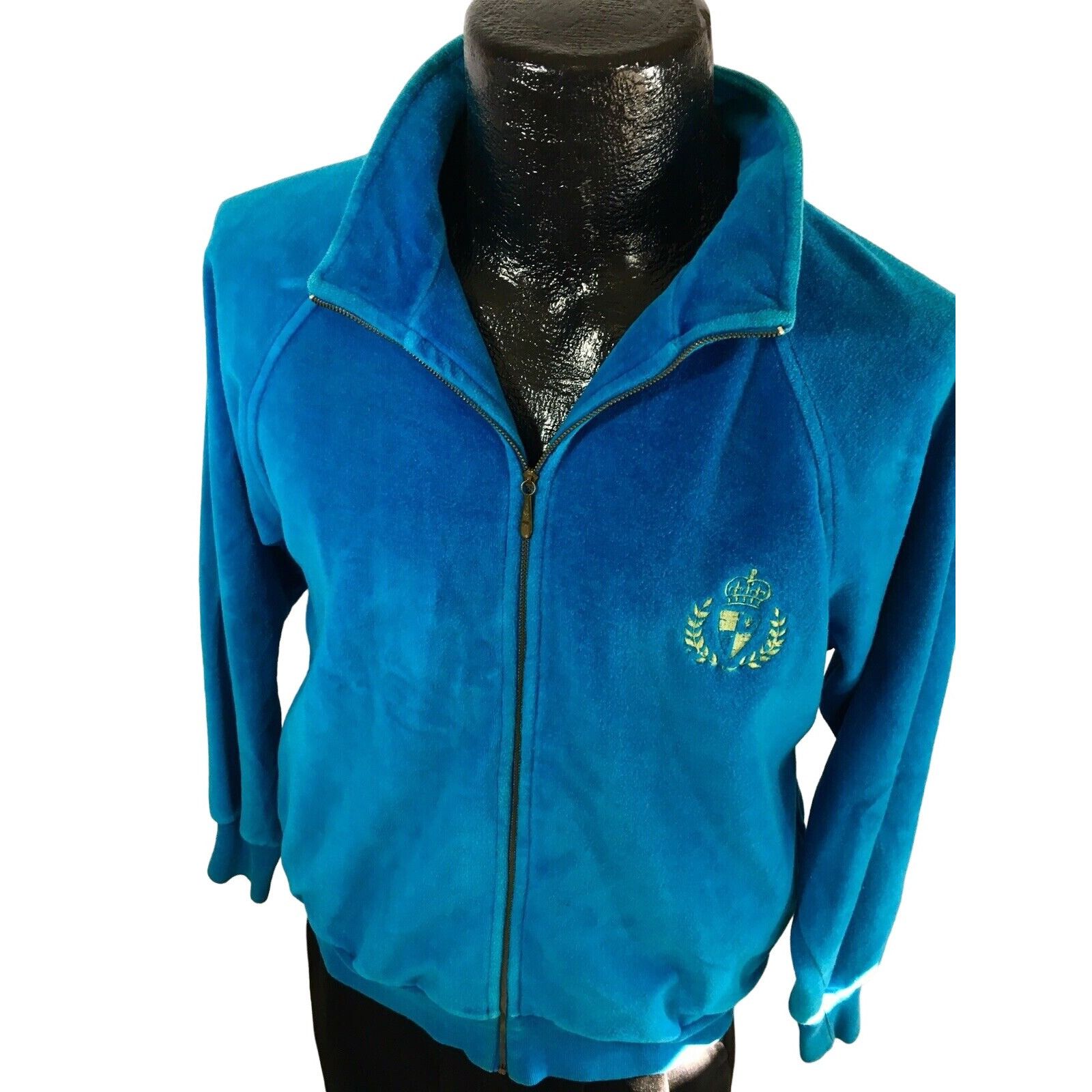 Other Vtg AZURE Blue VELVET TENNIS Coat Gold Crown Crest Jacket | Grailed