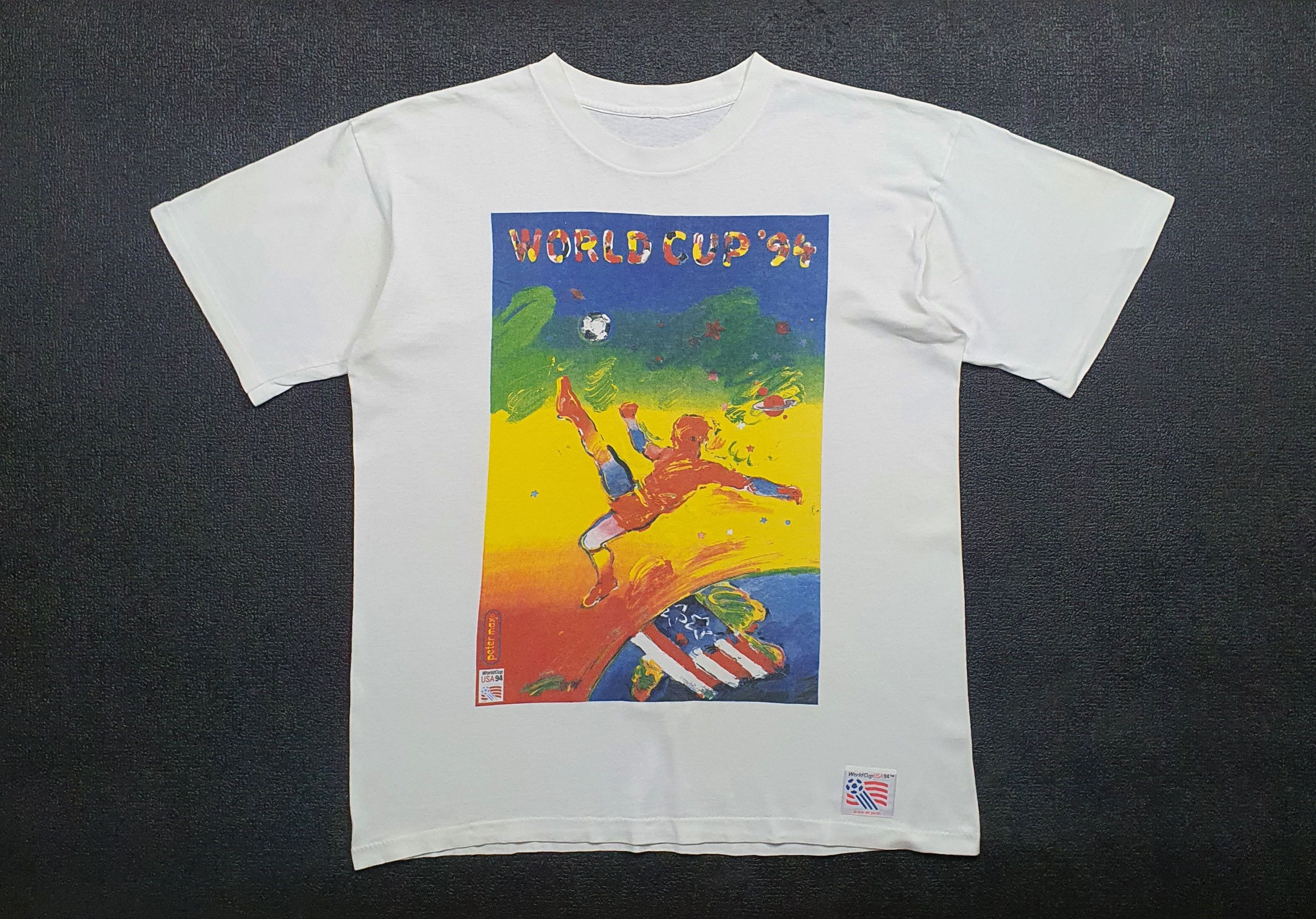 Art × Vintage 1994 PETER MAX Neo Max World Cup art T shirt size XL ...