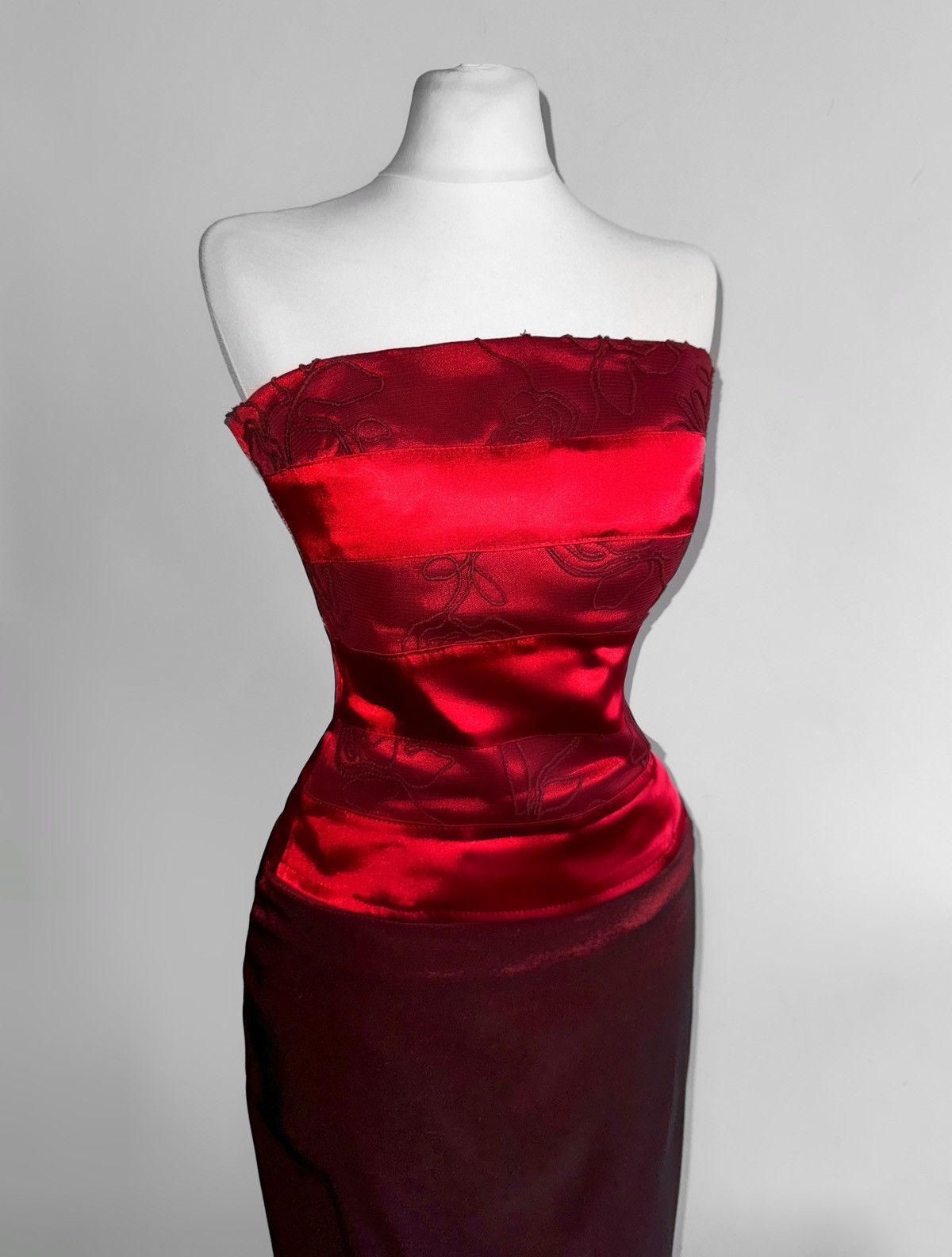 Vintage Iconic long red satin dress set | Grailed