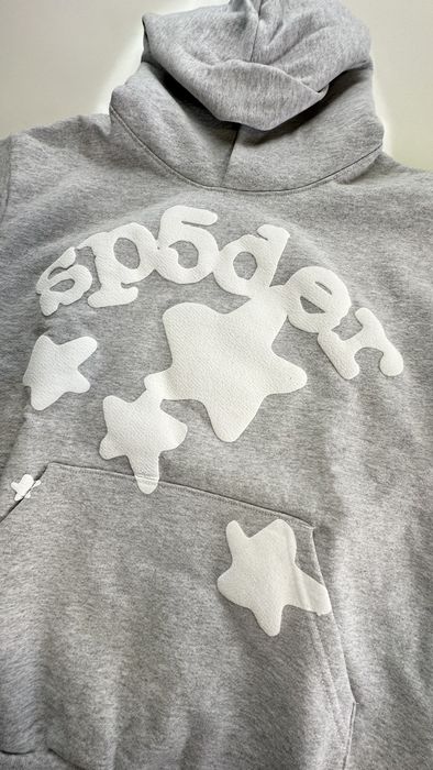 Spider Worldwide Grey beluga sp5der hoodie | Grailed