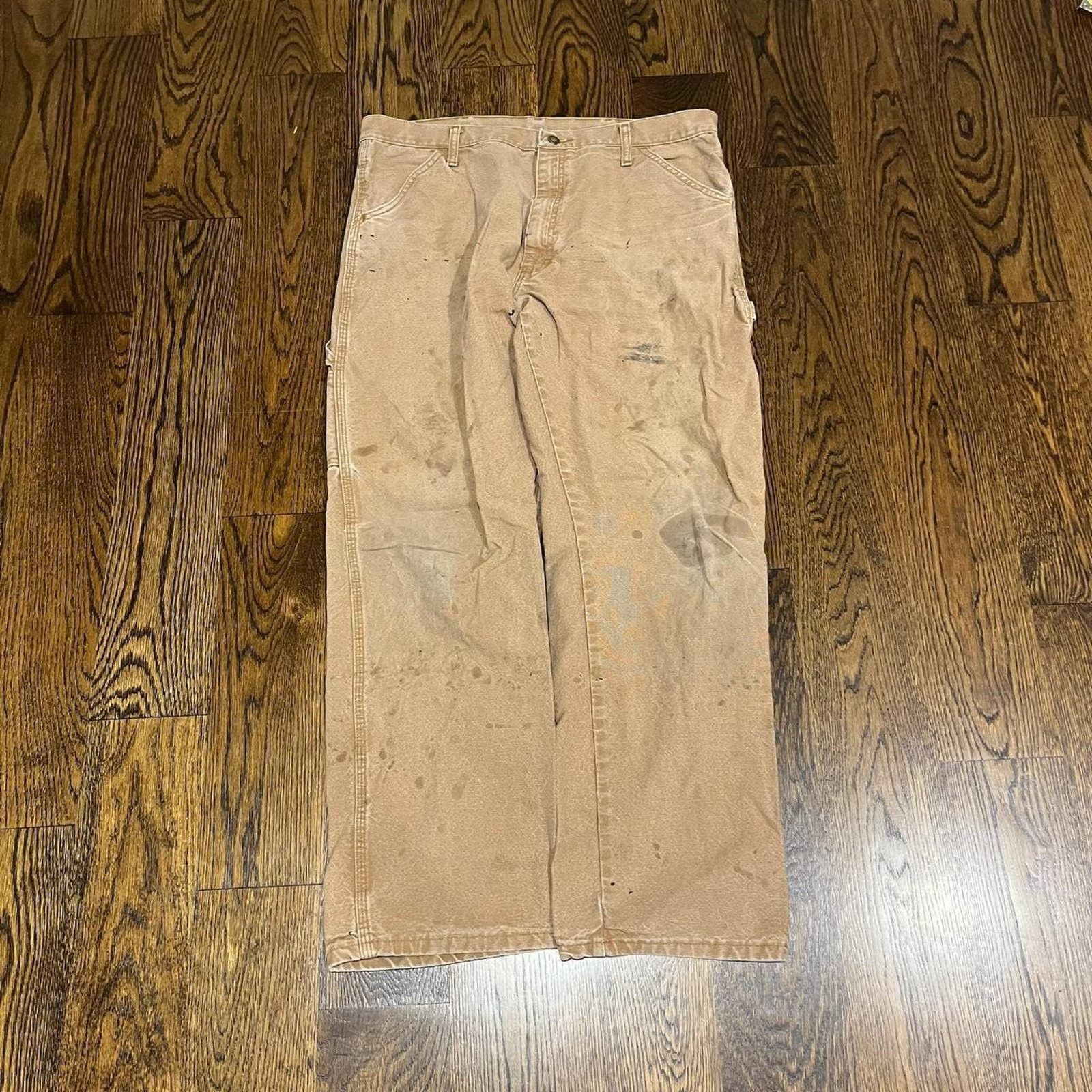 Wrangler vintage 2000s baggy wide leg tan rustler wrangler workwear ...